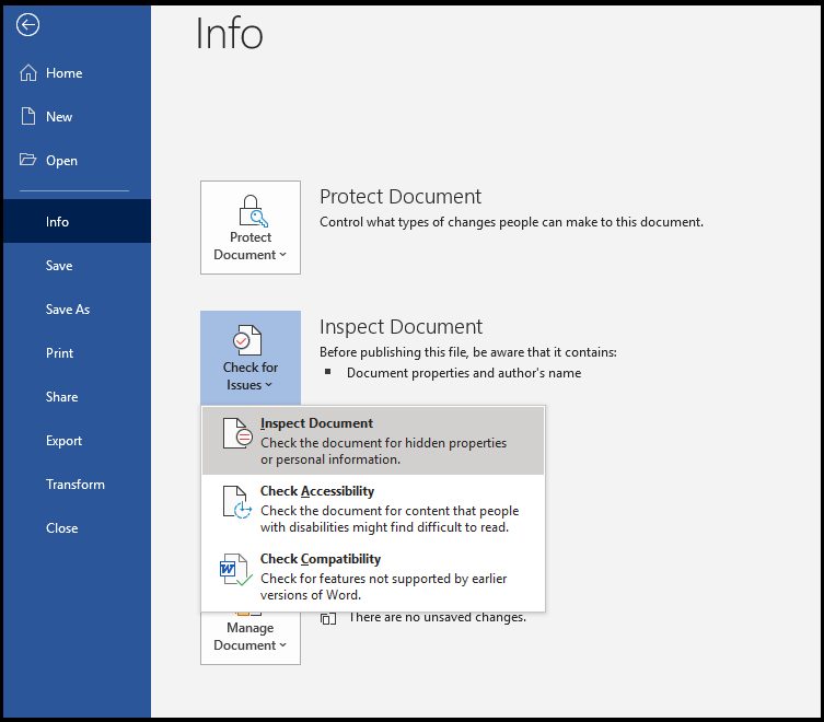 How to Remove Metadata from Word – Office – NAS Technology Consulting, LLC